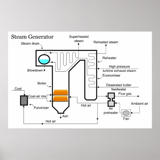 Coal Fired Power Plant Steam Generator Schematic Poster | Zazzle.com