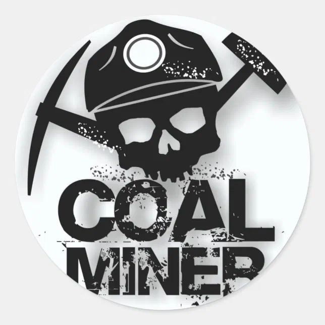 COAL MINER SKULL CLASSIC ROUND STICKER | Zazzle