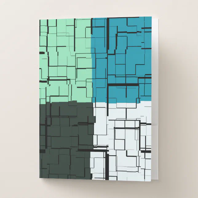 Coal White Teal Green Aqua Blue Modern Pattern Pocket Folder | Zazzle