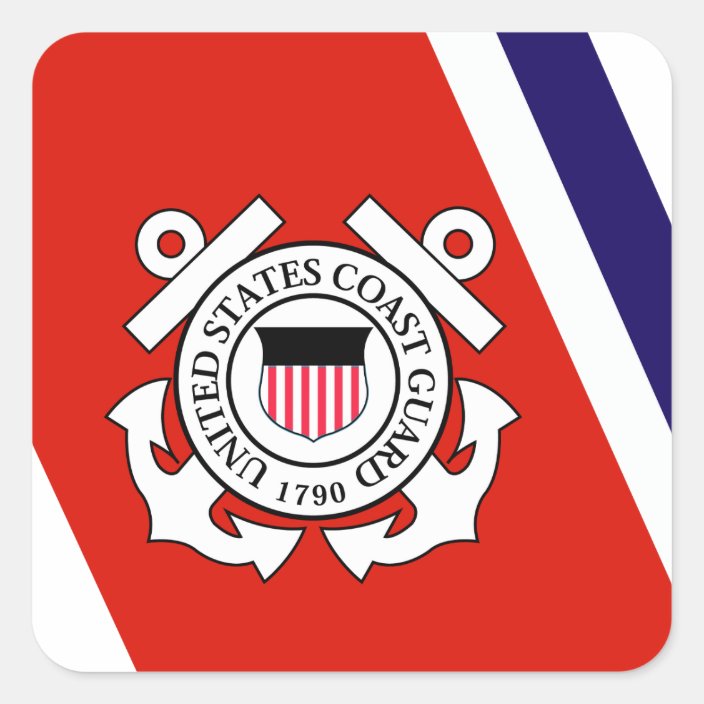 Coast Guard Racing Stripe - Left Square Sticker | Zazzle.com