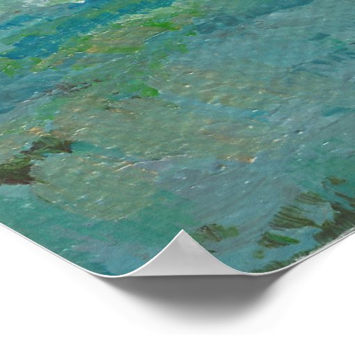 Coastal Abstract Ocean Painting Glossy Poster | Zazzle