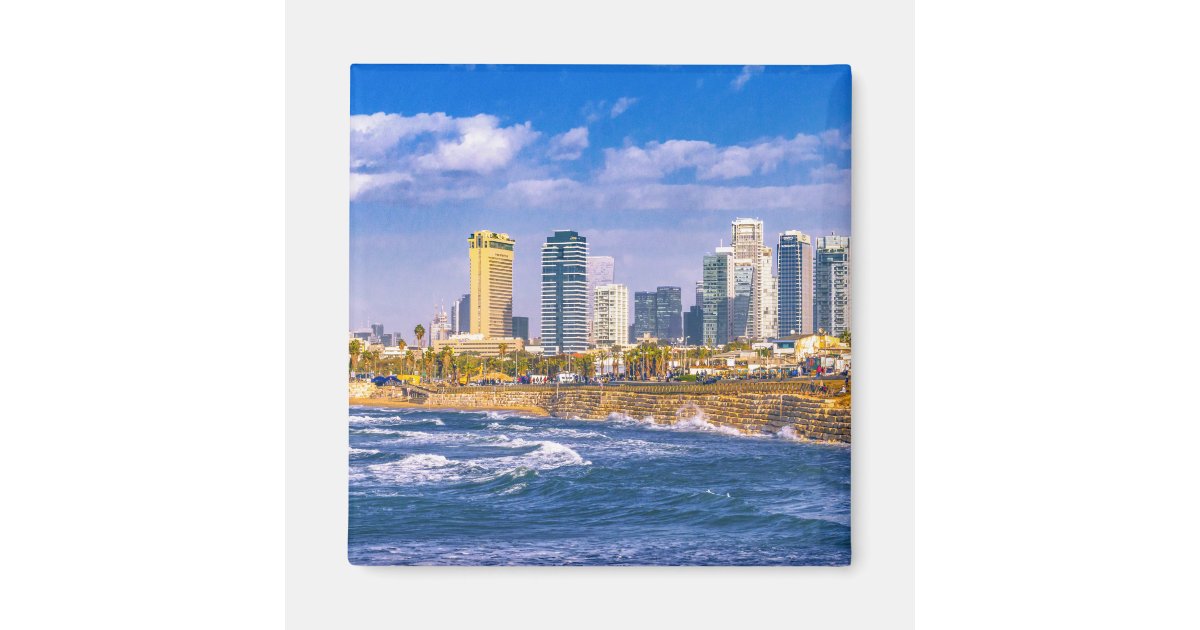 Coastal Aerial Tel Aviv Cityscape, Israel Magnet | Zazzle
