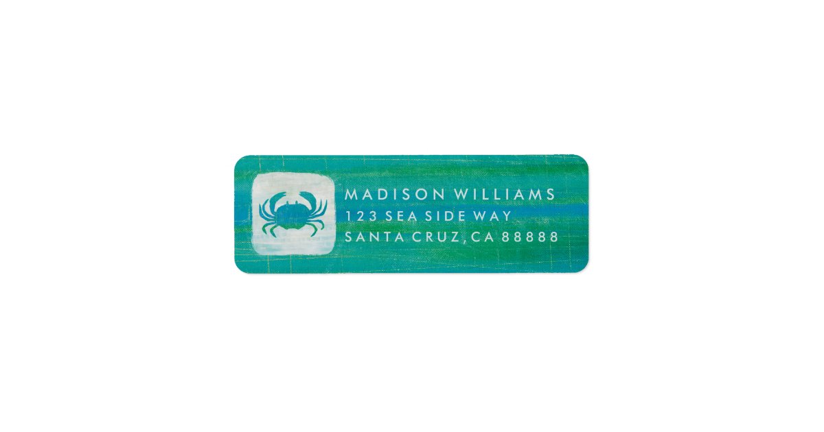 Coastal | Aqua Crab Label | Zazzle