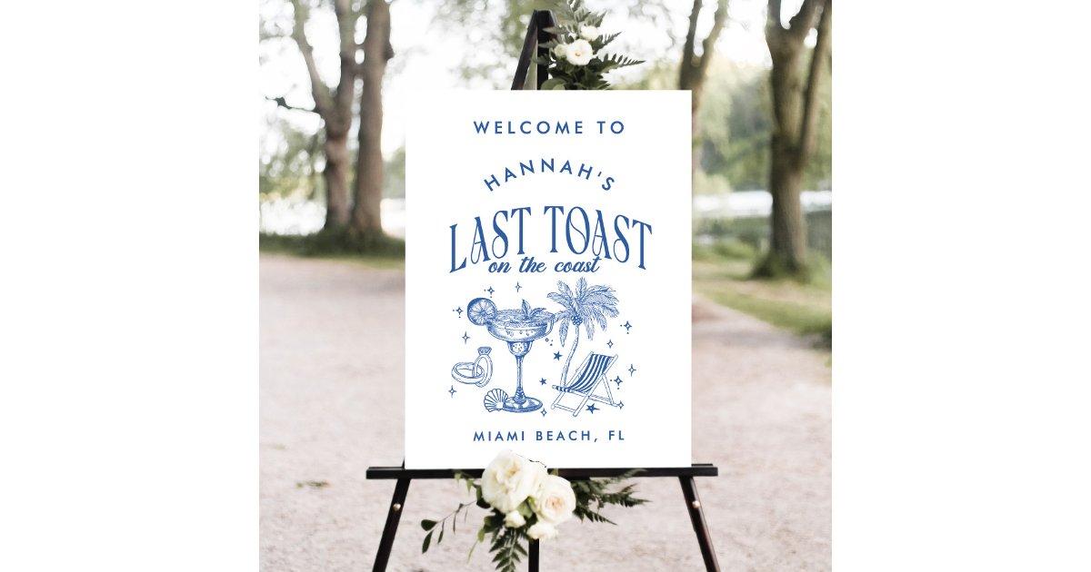 Coastal Bachelorette Modern Cocktail Welcome Sign | Zazzle