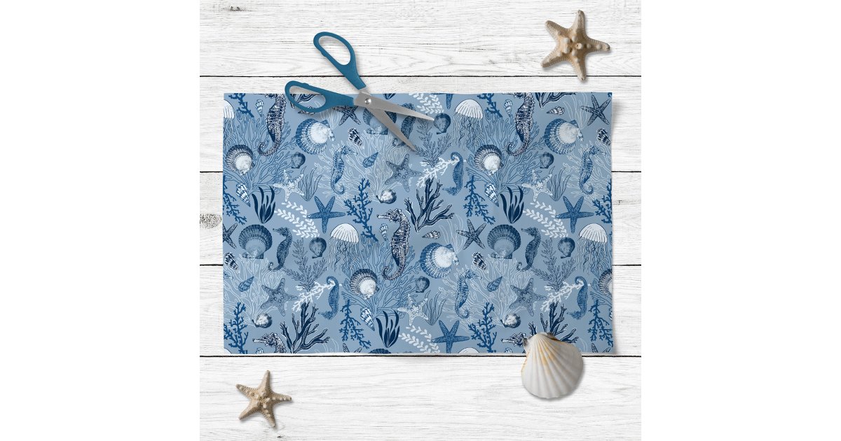 Coastal Beach Blue Ocean Decoupage Tissue Paper | Zazzle