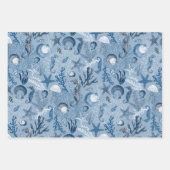 Coastal Beach Blue Ocean Sea Life Wrapping Paper Sheets | Zazzle