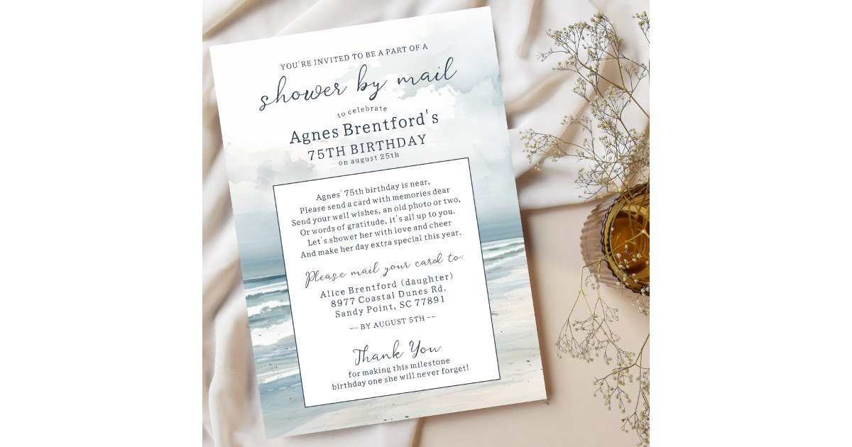 Coastal Beach Card Shower by Mail Birthday | Zazzle