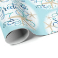 Coastal Beach Christmas SEAS & GREETINGS Wrapping Paper | Zazzle