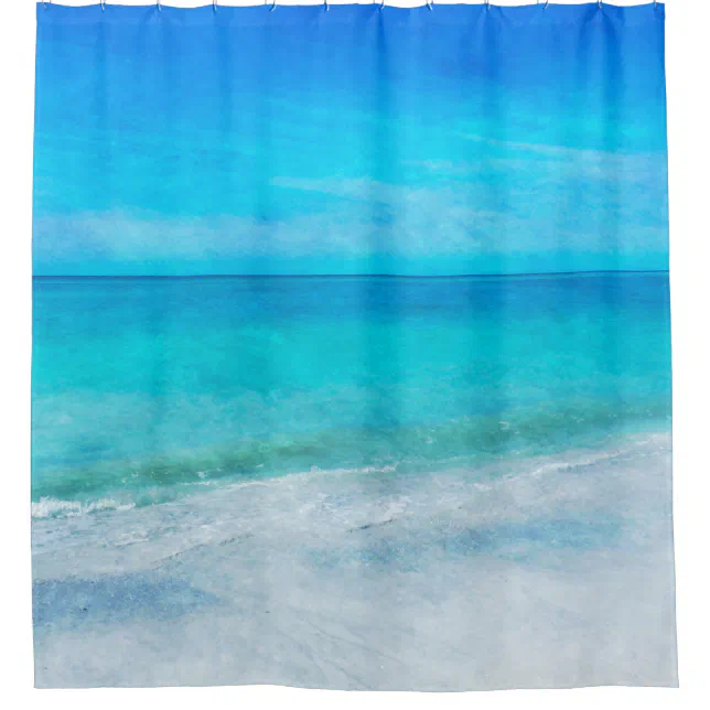 Coastal Beach Decor in Teal Aqua Turquoise Blue Shower Curtain | Zazzle