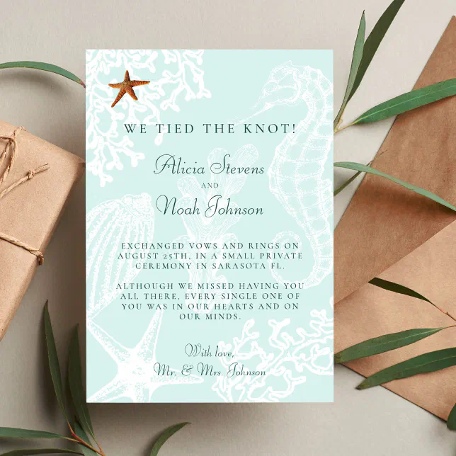 Coastal beach destination wedding announcement | Zazzle