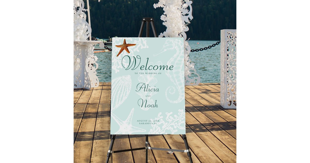 Coastal beach destination wedding welcome sign | Zazzle