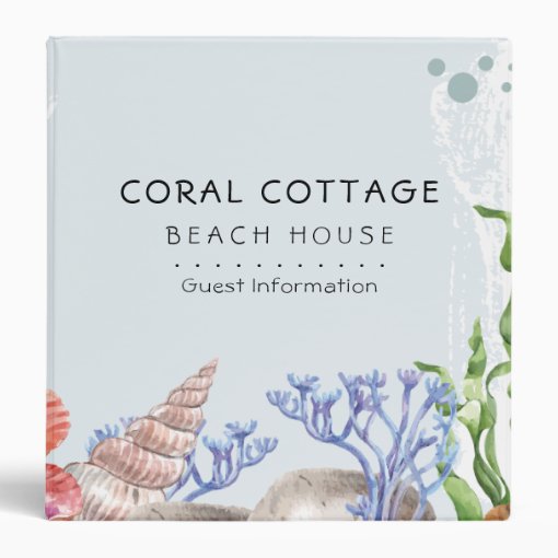 Coastal Beach House Guest Information 3 Ring Binder | Zazzle