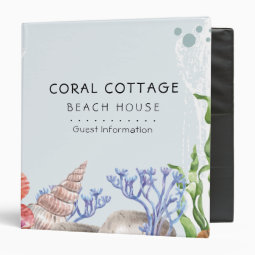 Coastal Beach House Guest Information 3 Ring Binder | Zazzle