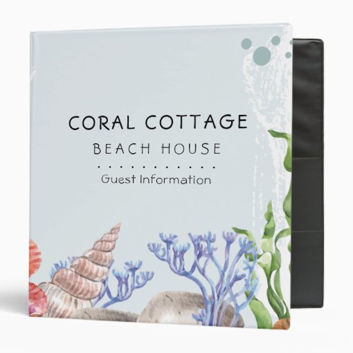 Coastal Beach House Guest Information 3 Ring Binder | Zazzle