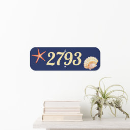 Coastal Beach House Numbers with Shells Metal Sign | Zazzle