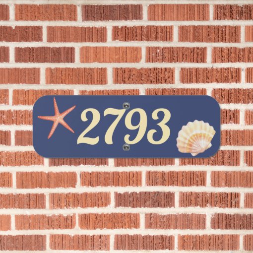 Coastal Beach House Numbers with Shells Metal Sign | Zazzle