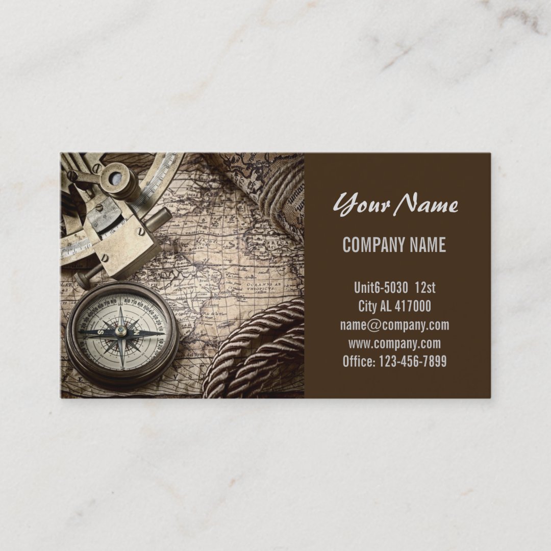 coastal beach nautical antique compass business card | Zazzle