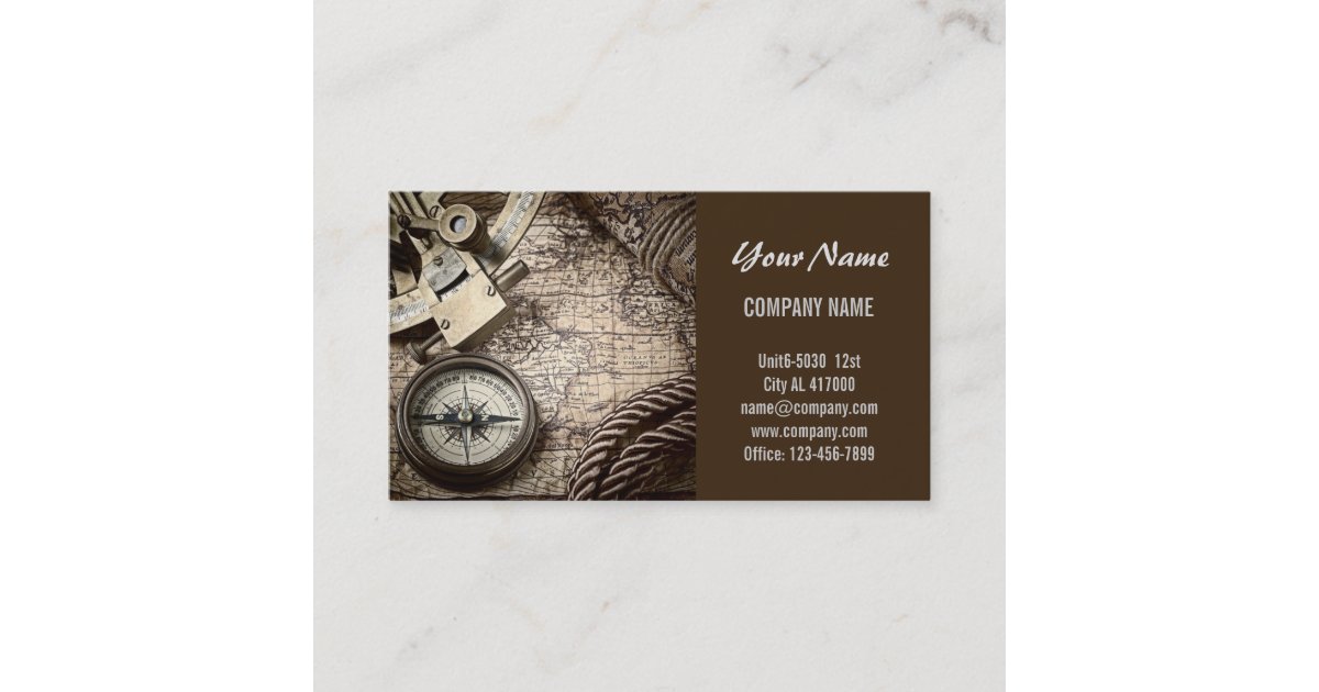 coastal beach nautical antique compass business card | Zazzle