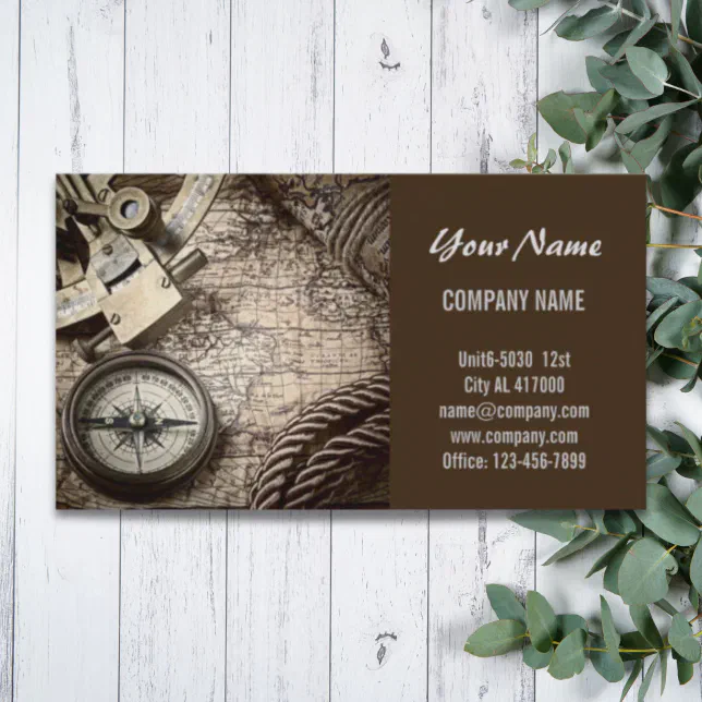 coastal beach nautical antique compass business card | Zazzle