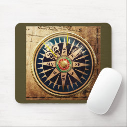 coastal beach nautical antique compass mouse pad | Zazzle