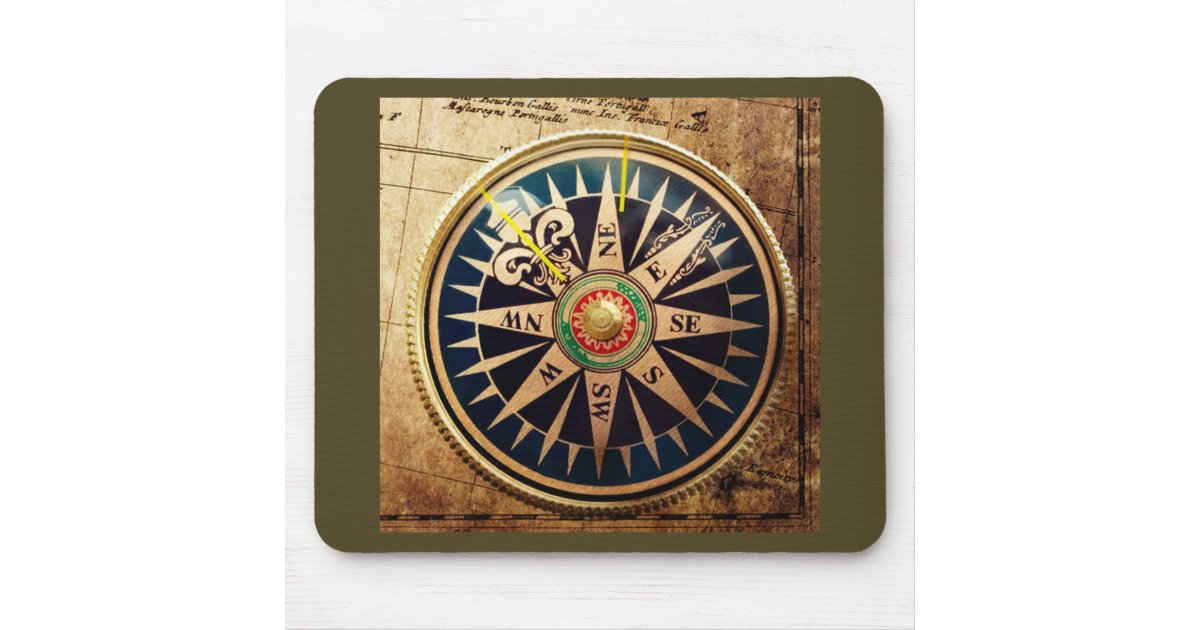 coastal beach nautical antique compass mouse pad | Zazzle