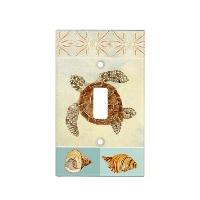 Coastal Beach Ocean Seashore Collage Sea Turtle Light Switch Cover | Zazzle