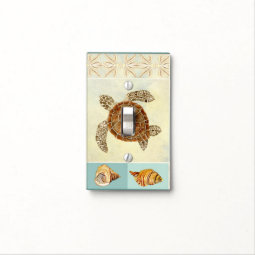 Coastal Beach Ocean Seashore Collage Sea Turtle Light Switch Cover | Zazzle