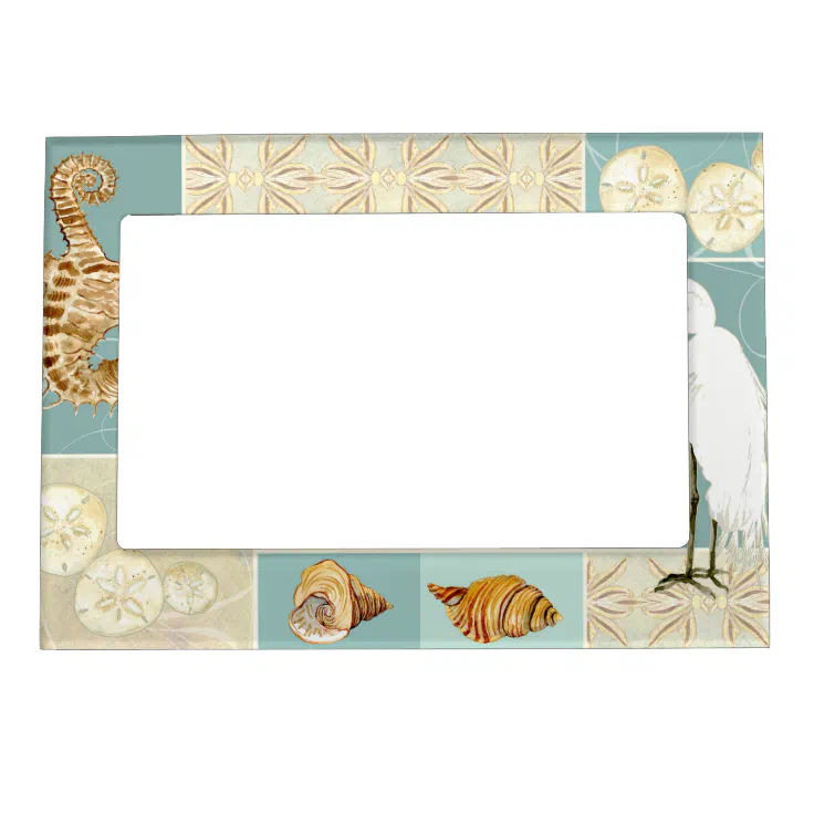 Coastal Beach Ocean Seashore Collage Sea Turtle Magnetic Photo Frame ...