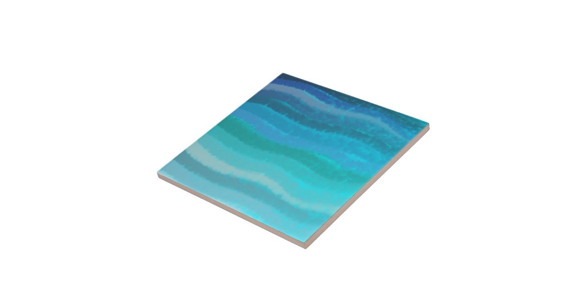 Coastal Beach Salty Waves On Turquoise Ceramic Tile | Zazzle