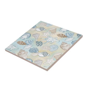 Coastal Beach Seashells Pattern Ceramic Tile | Zazzle