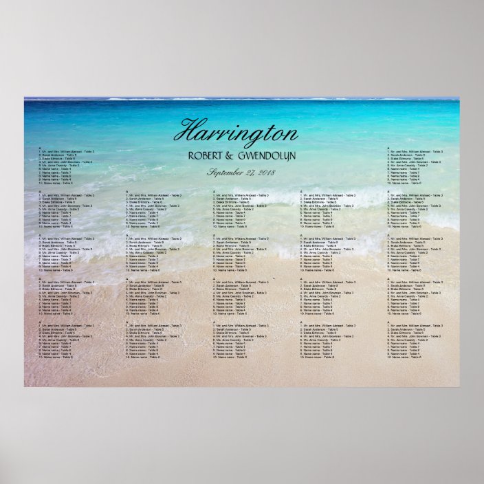 Coastal Beach Wedding Reception Seating Chart | Zazzle.com