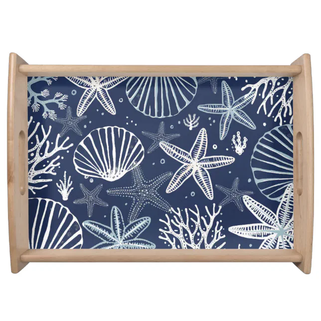 Coastal Blue White Serving Tray | Zazzle