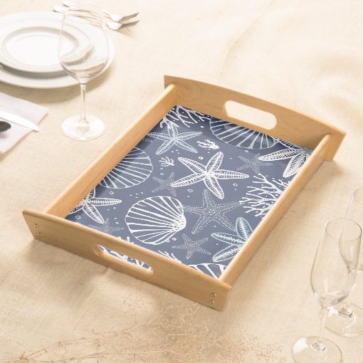 Coastal Blue White Serving Tray | Zazzle