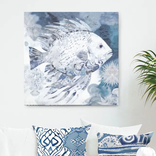Coastal Boho Fish Canvas Print | Zazzle