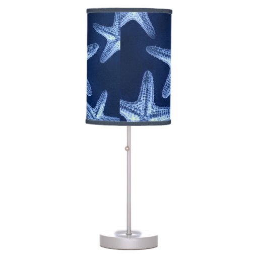 coastal chic beach rustic nautical blue starfish table lamp | Zazzle