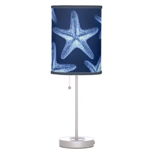 coastal chic beach rustic nautical blue starfish table lamp | Zazzle