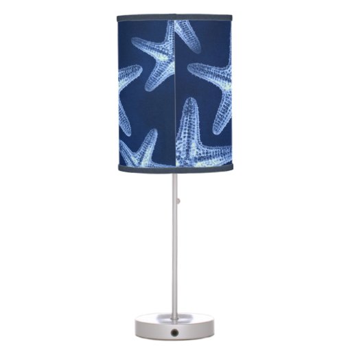 coastal chic beach rustic nautical blue starfish table lamp | Zazzle