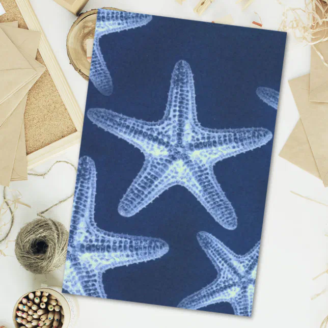 coastal chic beach rustic nautical blue starfish tissue paper | Zazzle