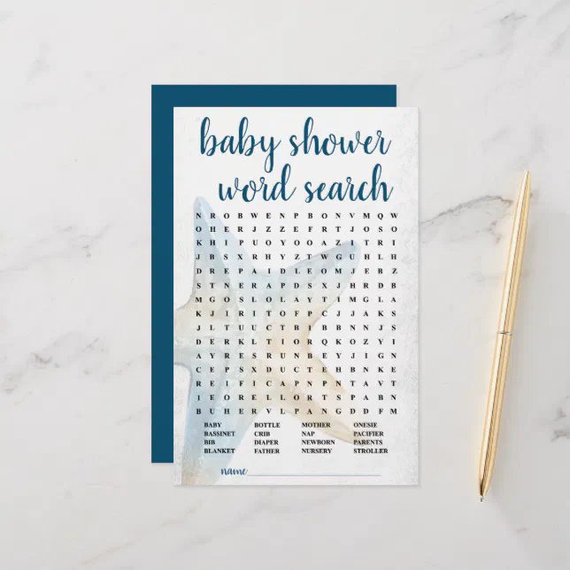 Coastal Chic | Blue Starfish Word Search Game | Zazzle