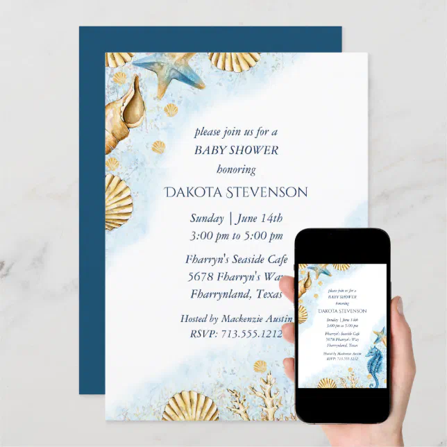 Coastal Chic | Modern Coral Reef Baby Shower Invitation | Zazzle