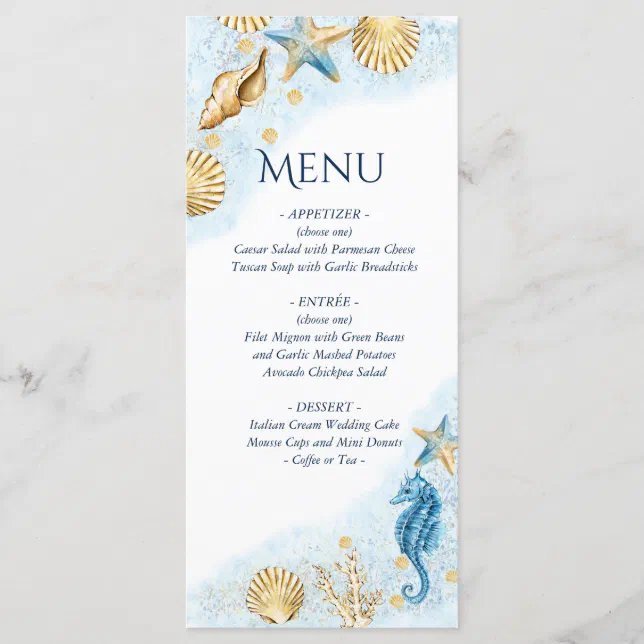 Coastal Chic | Modern Coral Reef Menu | Zazzle