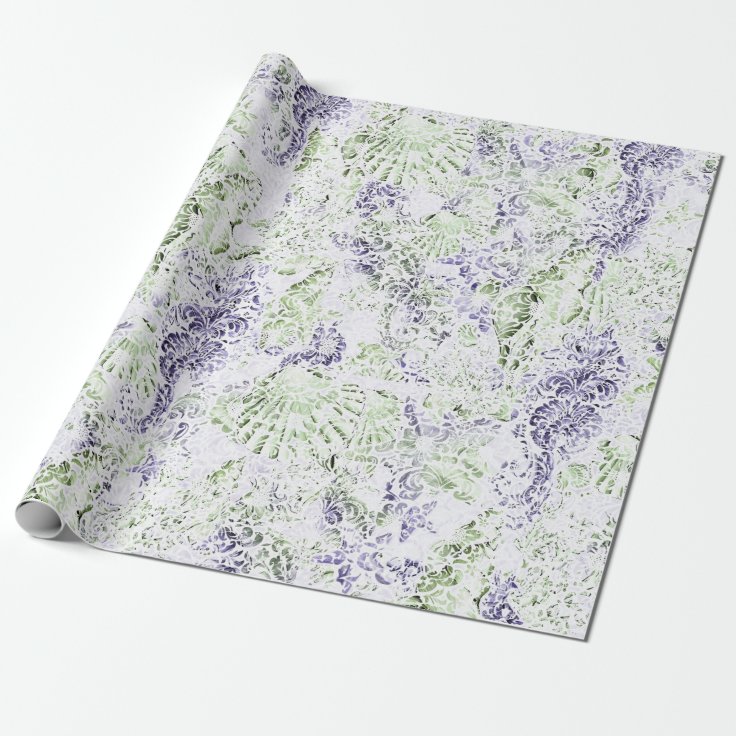 Coastal Chic | Purple and Lime Green Grunge Wrapping Paper | Zazzle