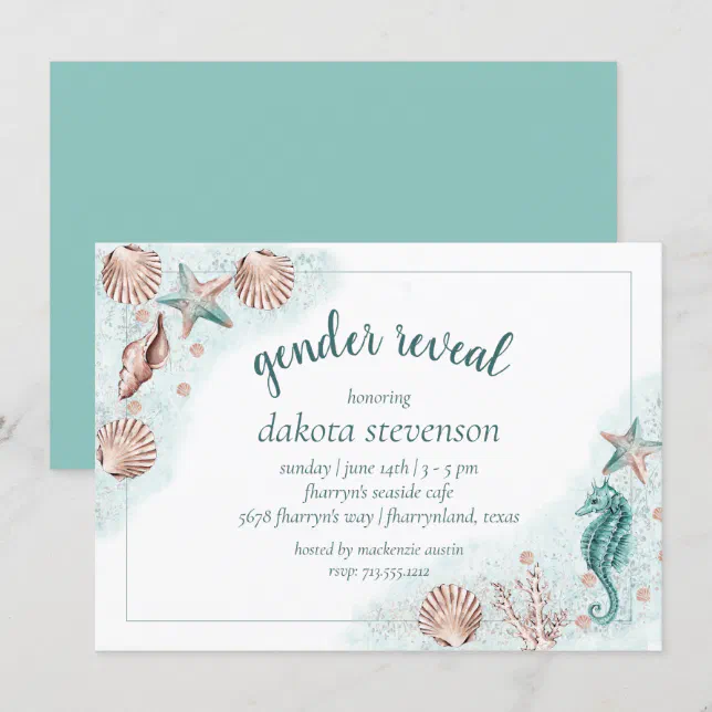 Coastal Chic | Teal and Coral Terra Cotta Shower Invitation | Zazzle