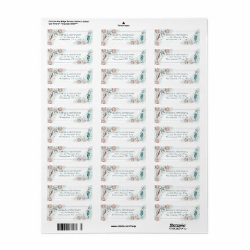 Coastal Chic | Teal Green and Coral Return Address Label | Zazzle