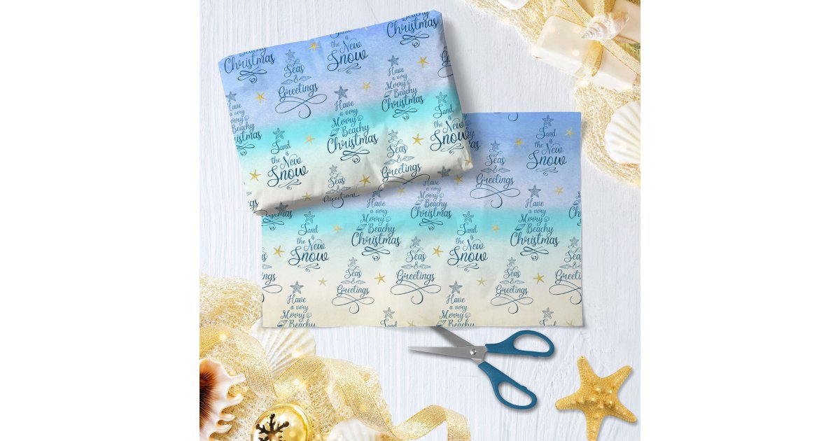 Coastal Christmas Beach Holiday Sayings Tissue Paper | Zazzle