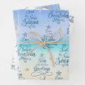 Coastal Christmas Beach Holiday Sayings Wrapping Paper Sheets | Zazzle
