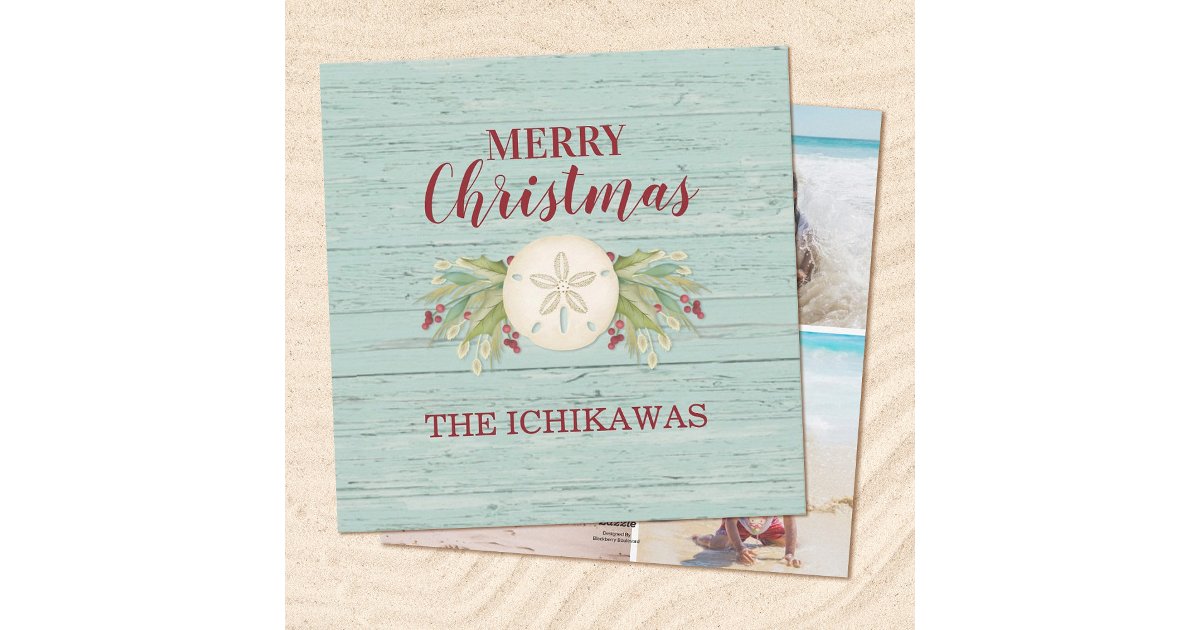 Coastal Christmas Beach Photo Holiday Card | Zazzle