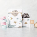 Coastal Christmas Beach Seashells Starfish Holiday Wrapping Paper | Zazzle