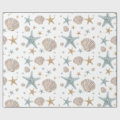 Coastal Christmas Beach Seashells Starfish Holiday Wrapping Paper | Zazzle