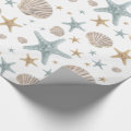 Coastal Christmas Beach Seashells Starfish Holiday Wrapping Paper | Zazzle